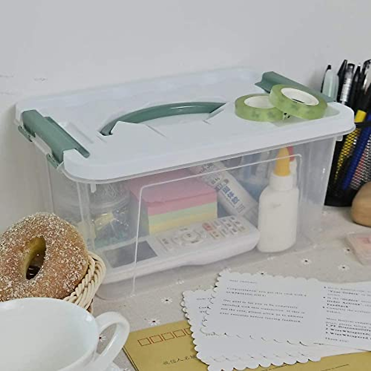 Pekky 6 Quart Storage Container Box with Handle and Latching Fresh Design, Small Toy Organizer Bin, 2-Packs