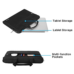 MOSISO Laptop Shoulder Bag Compatible with MacBook Air/Pro, 13-13.3 inch Notebook, Compatible with MacBook Pro 14 inch 2023-2021 A2779 M2 A2442 M1 with Horizontal Pocket & Fix Handle & Belt, Black