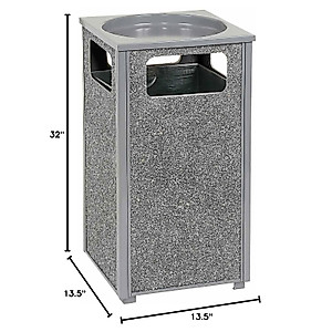Global Industrial Stone Panel Trash Sand Urn, 13-1/2" Square X 32" H, Gray