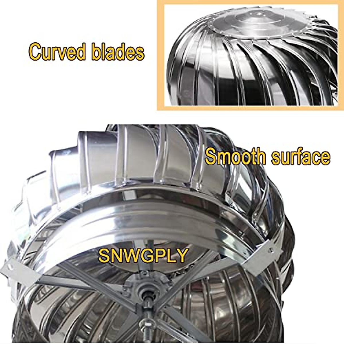 MBROS TurbineVentilator Top, Pipe Rain Cover Protector Cap Ending, Silver, 304 Stainless Steel, Robust and Undeformed, for Residential Buildings, Roof Vent Exhaust Hoods, All Purpose Chimney Cowl