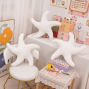 Marble Empire White Starfish Pillow Beach Themed Decorative Throw Pillows Soft Ocean Bedding Coastal Decor for Home Cute Star Shaped Stuffed Animal Plush for Small Couch Bed Bedroom Living Room