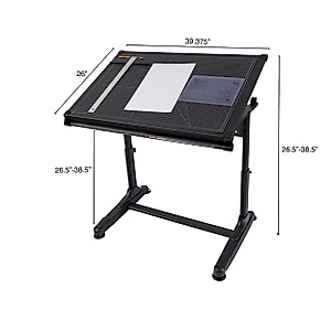 Stand Up Desk Store Adjustable Height and Angle Drafting Table Drawing Desk with Large Surface (Silver Frame/Birch Top, 40" W X 26" D)