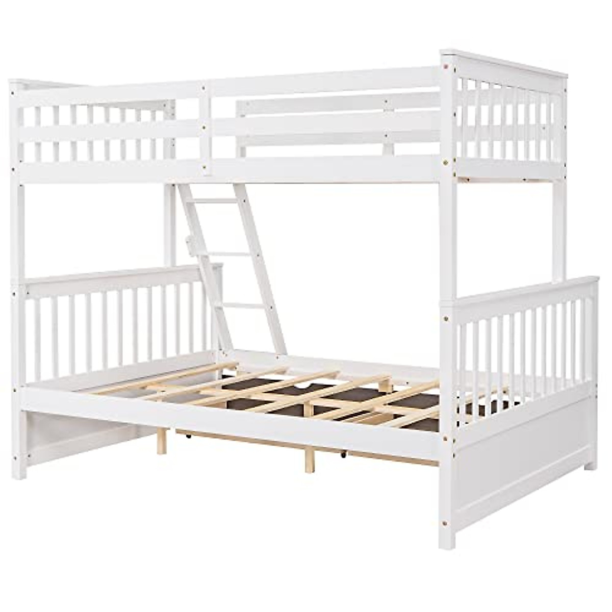 BIADNBZ Twin Over Full Bunk Bed with Two Drawers, Convertible Bunkbeds, Solid Wood Bedframe Furniture with Storage and Ladder, for Kids Teens Adults Bedroom, White