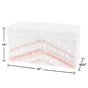 Sweet Jojo Designs Boho Bohemian Girl Small Fabric Toy Bin Storage Box Chest For Baby Nursery or Kids Room - Blush Pink and White Farmhouse Shabby Chic Designer Modern Minimalist Tuft Tufted