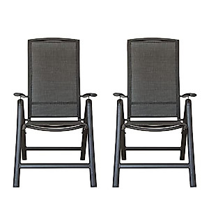 Domi Folding Patio Chairs Set of 2, Aluminium Frame Reclining Sling Lawn Chairs with Adjustable High Backrest, Patio Dining Chairs for Outdoor, Camping,Porch,Balcony(Textilene Fabric)