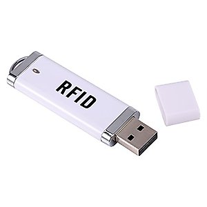 125KHz Portable RFID Reader, U Disk Shape ID Card Reader Non-Contact USB Interface Reader Plug & Play for Win XP/Win10/Liunx/Vista/Android-White