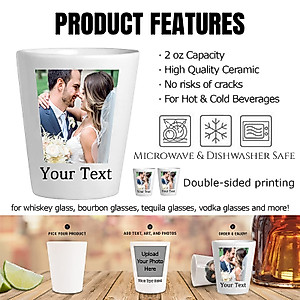 Personalized Shot Glasses Custom Ceramic Shot Glass Cup with Photo Text 2 Oz for Liquor Bar Party Wedding Gifts - 6 Pack
