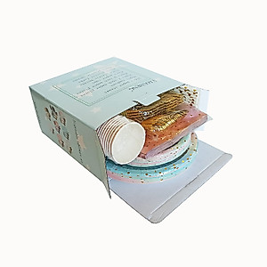 200PCS Rainbow Pastel Party Supplies Set-Disposable Paper Dinnerware Serves 25, Pastel Paper Plates Napkins Cups&Gold Plastic Silverware Sets for Wedding Birthday Baby Shower Holiday Parties(Colorful)