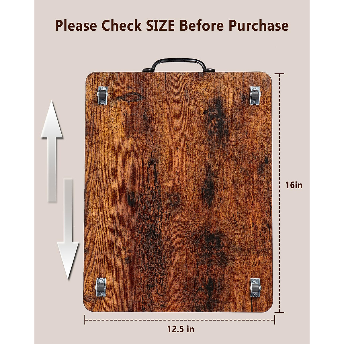 Evermagin Appliance Slider, Sliding Tray for Coffee Maker, Coffee Pot Slider Tray for Countertop, Kitchen Appliance Rolling Tray with Rubber Wheels (Rustic Brown, Large - Long (12.5” x 16”))