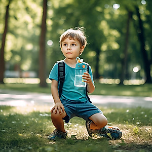 Sunday Merry Water Bottle with Straw, Leak Proof and Portable Plastic Water Bottle,Tritan BPA-Free, Sports Drink Bottle Design for Children, Adults, Cycling, School & Office, 420ml