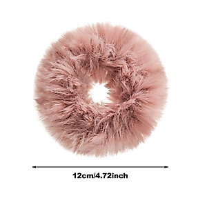 WILLBOND 16 Pieces Furry Scrunchies Faux Fur Hair Band Rope Hair Holder Ties Ponytail Holder for Women(Colorful)