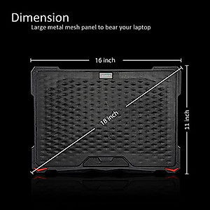 AICHESON Laptop Fan Cooling Pad for 15.6-17.3 Inch Laptops, 5 Cooler Fans with Red Lights Computer Desk Cooling Stand Chiller Mat, S035RED