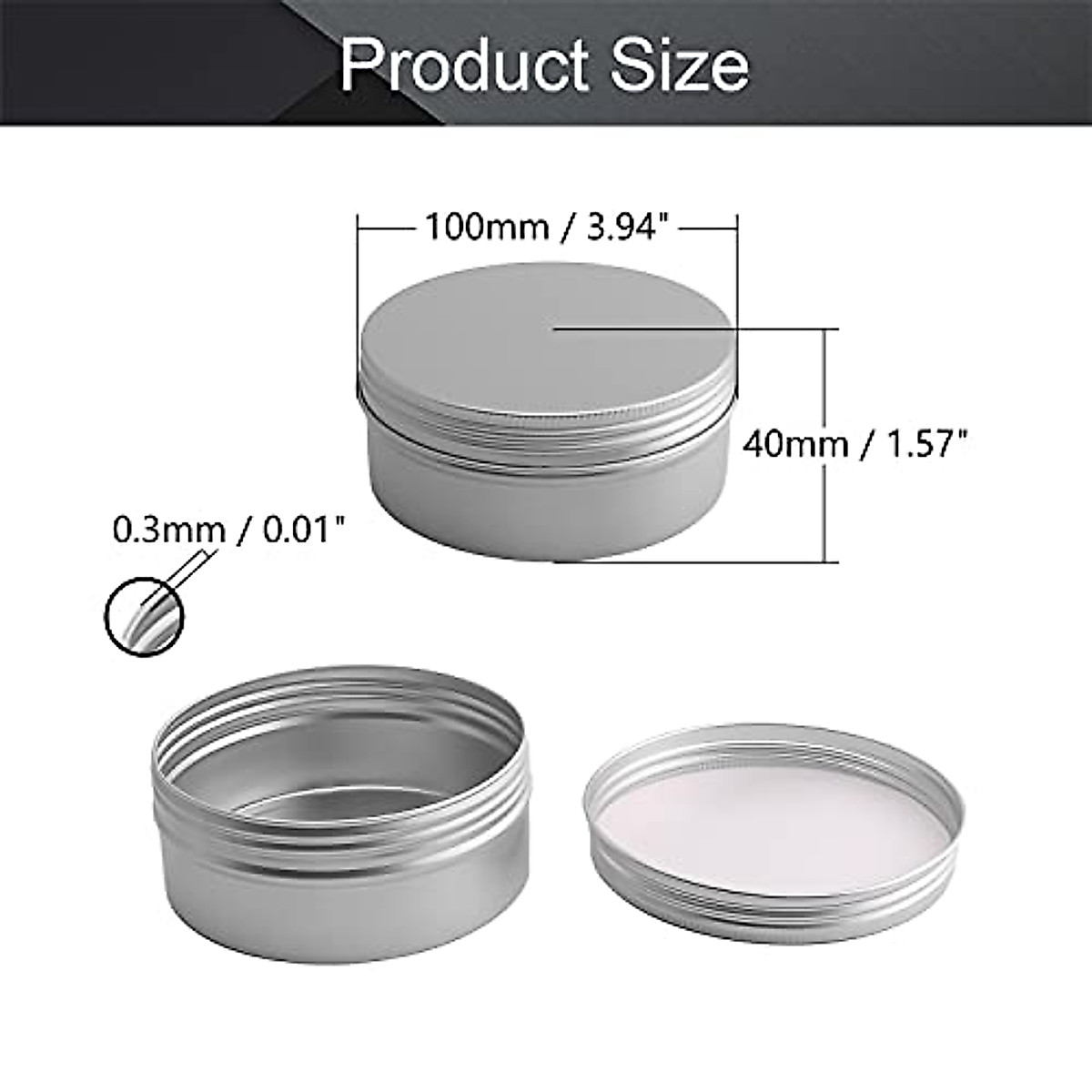 Othmro 3pcs 8.5oz Metal Round Tins Aluminum Tin Cans Containers with Screw Lid, 100 * 40mm(DxH) Silver tin cans for Salve, Spices, Lip Balm, Tea or Candies 250ml