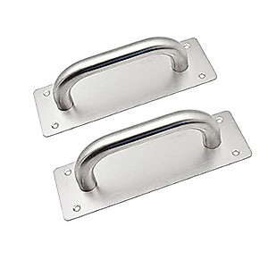 WANLIAN 2Pcs Pull Push Door Plate Handle 8inch Stainless Steel Heavy Duty Barn Door Pull for Shed Commercial Fire Door with Mounting Screws (Silver, 200x65mm/7.9x2.6inch)