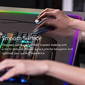 Gaming Mouse Pad-RGB Mouse Pads, Large Extended Mousepad with 7 Lighting Modes 6 Brightness Levels, Non-Slip Rubber Base Mouse Pad 31.5x11.8 Black