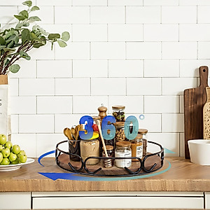 HomenComfy Lazy Susan Turntable for Cabinets, Kitchen, Bathroom Countertops, OPENICE 11-Inch Wooden Lazy Susan Organizer for Dining Table, Rotating Spice Organizer, Mom's Beloved Gift