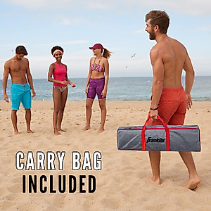 Franklin Sports Elite Volleyball Net Set - Includes Pro Style Volleyball with Pump, Poles/Net, Stakes, Ropes, Boundary Kit- Beach or Backyard Volleyball - Easy Setup