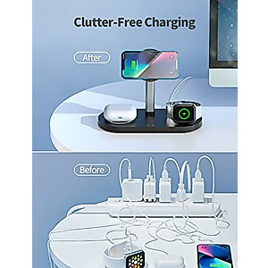 Magnetic Wireless Charging Station, Bototek Wireless Charger 3 in 1, 15W Fast Charger Stand + 20W USB C Power Adapter, for iPhone 13,12 Pro Max/Pro/Mini, iWatch 7/6/SE/5/4/3/2,AirPods 2/Pro/3