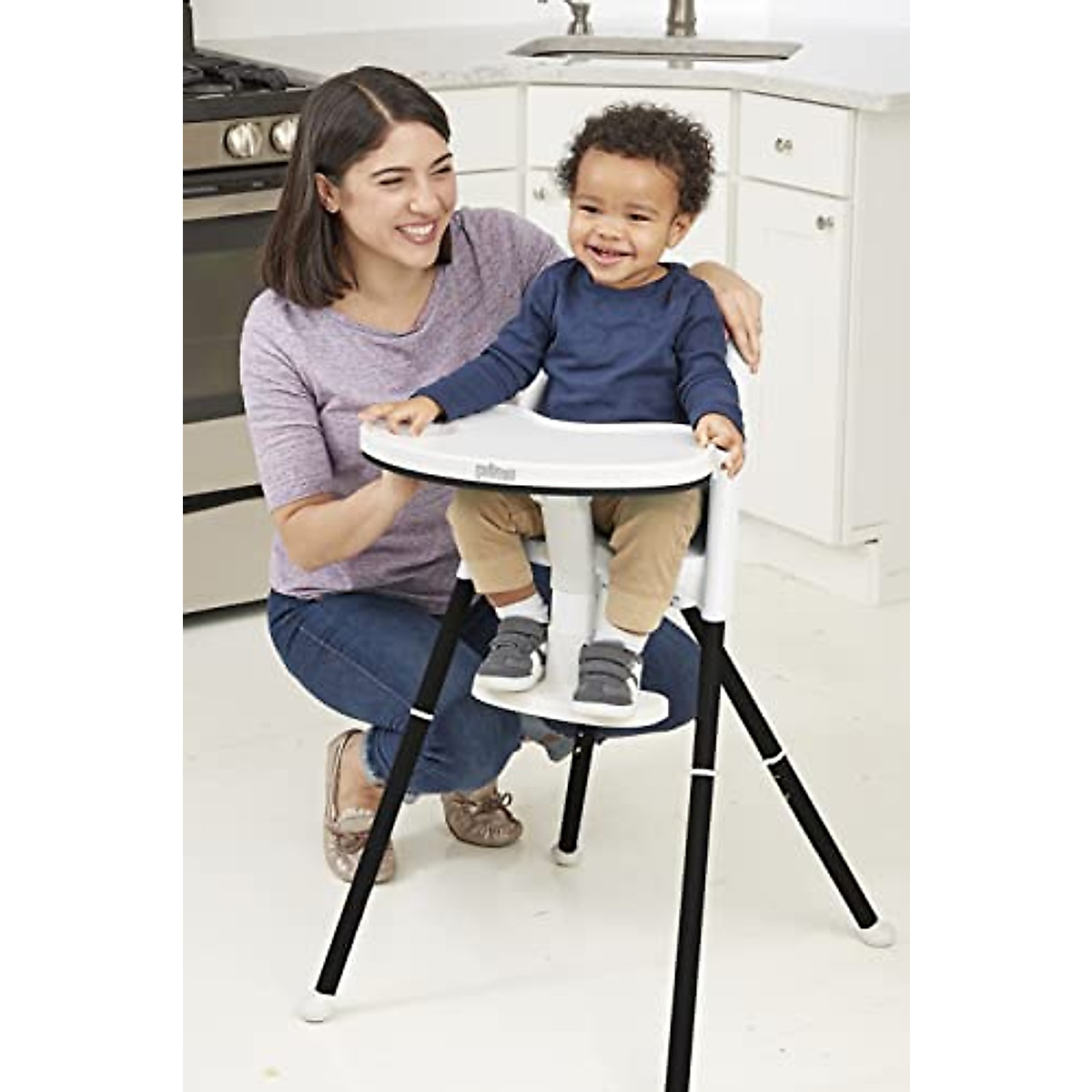 Primo Cozy Tot Deluxe Convertible Folding High Chair & Toddler Chair - Black, Black/White , 14x18x23.6 Inch (Pack of 1)