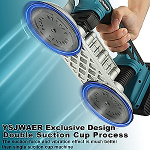 Tile Installation Tool Vibration Machine - YSJWAER Double Suction Cup Vibrator Handheld Tiling Leveling Laying 12000mAh 24000r/min 6 Speeds