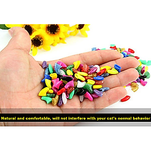 VICTHY 140pcs (14 Colors) Cat Nail Caps, Cat Claw Covers Cat Nail Covers with Adhesives and Applicators (Small)
