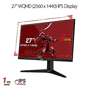 ASUS TUF Gaming 27” 1440P HDR Monitor (VG27AQGL1A) ZAKU II Edition - QHD (2560 x 1440), 170Hz, 1ms, IPS, G-SYNC Compatible, Extreme Low Motion Blur Sync, 130% sRGB, Eye Care, DisplayPort, HDMI, USB