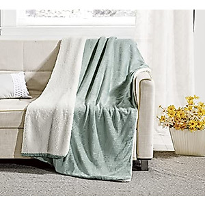 Sherpa Fleece Throw Blanket | Soft and Luxurious Textured Fleece | Comfy Reversible Sherpa | All Season Comfort | Bowery Collection (50" x 60", Surf Spray)