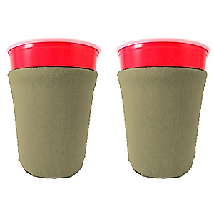 Blank Neoprene Party Cup Coolie (2 Pack, Khaki)