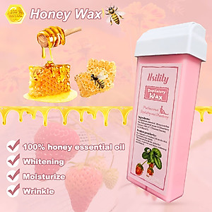 Hsility Wax Kit For Hair Removal Natural Honey Wax Upgrade Heating System Roll On Wax Kit for Hair Removal