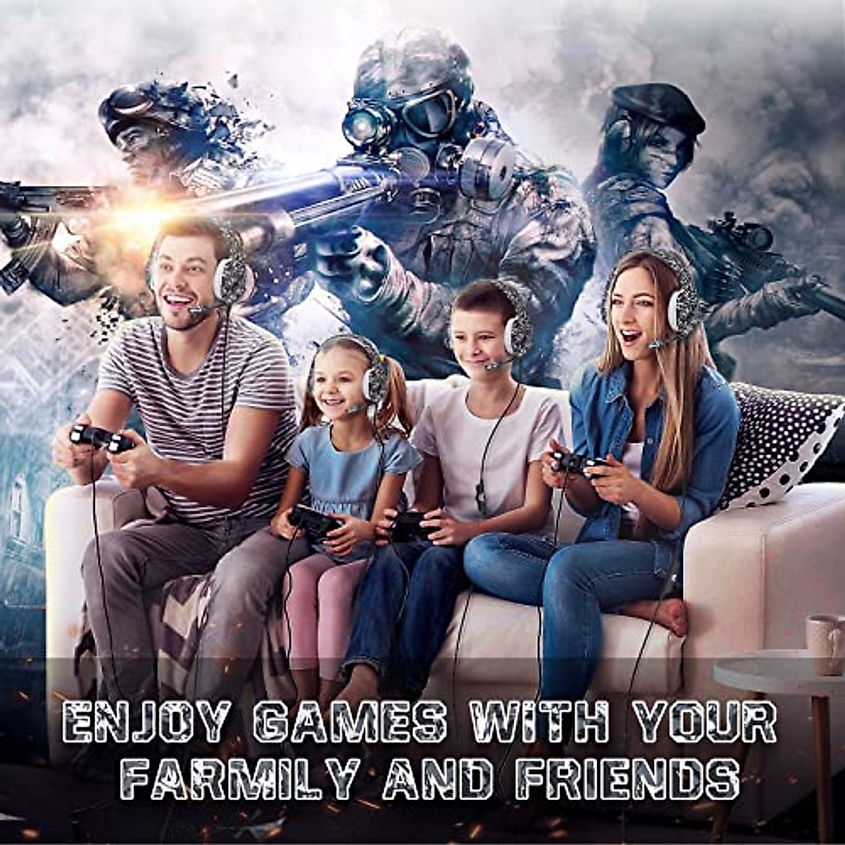 FEIYING Gaming Headset with Microphone, Gaming Headphones Stereo 7.1 Surround Sound PS4 Headset 50mm Drivers, 3.5mm Audio Jack Over Ear Headphones Wired for PC Switch Playstation Xbox PS5 Laptop