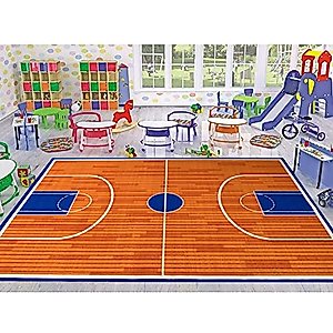 Champion Rugs Sports Theme Basketball Court Theme Area Rug Carpet (5 ft x 7 ft)