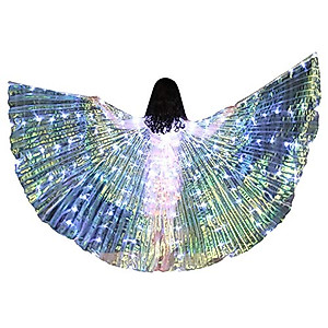 Cegduyi Children LED Butterfly Wings Belly Dance Costumes Glowing Performance Clothing with Telescopic Stick