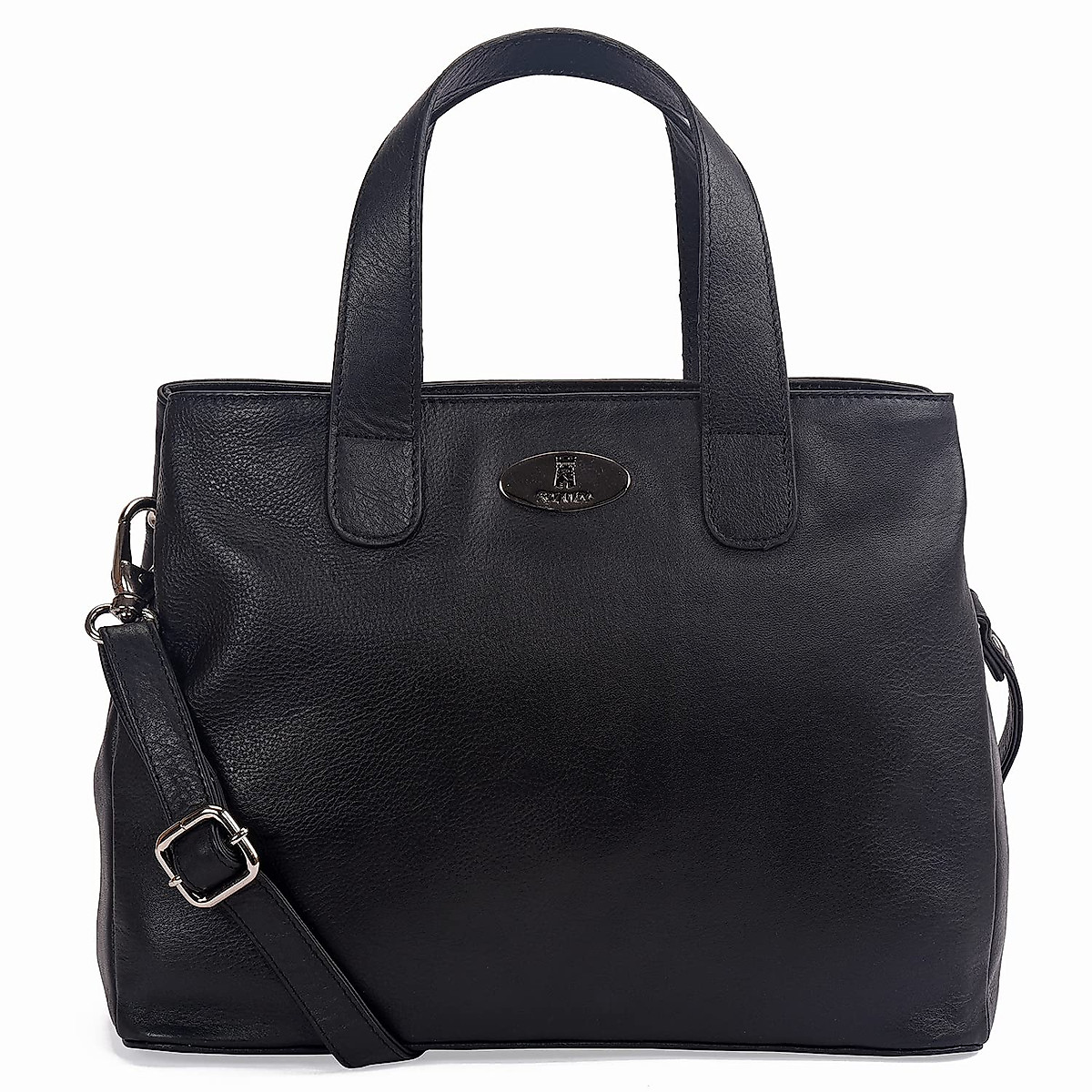 ROLANDO Julia Women's Top-Handle Leather Sling Handbag (Matt Black)