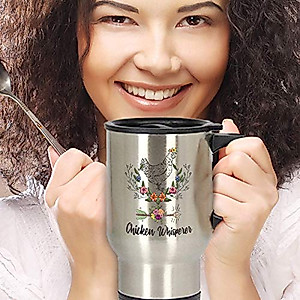 Funny Chicken Lover Cup - Boho Mug, Chicken Whisperer - 14oz Coffee, Tea Travel Mug