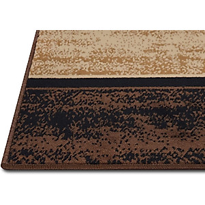 Champion Rugs Contemporary Modern Boxes Design Soft Indoor Area Rug Brown (8’ X 10’)