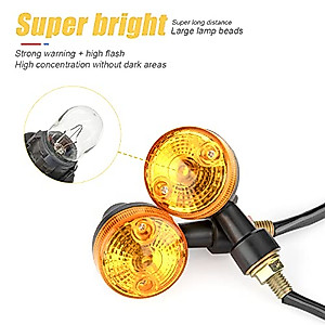 Motorcycle Round Turn Signal Lights, 4PCS 12V LED Bulbs Blinker Direction Indicator Lamp, Universal for Honda Shadow Suzuki Kawasaki Harley Yamaha (Black/4PCS)