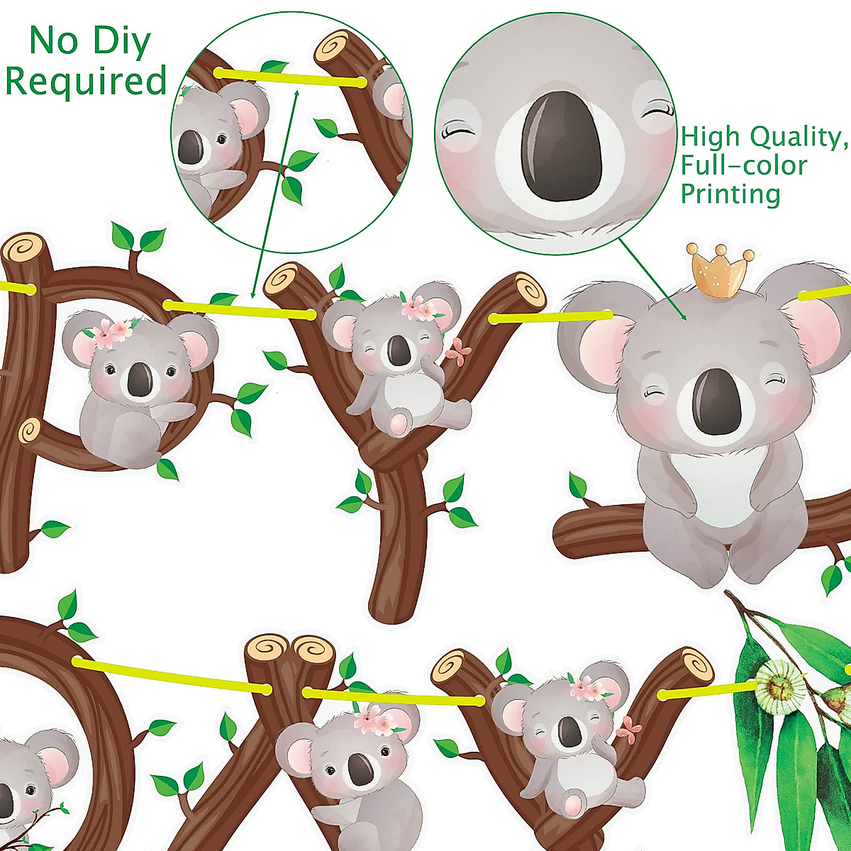 Koala Birthday Party Decorations with Cute Koala Happy Birthday Banner, Latex Balloons, Cake Cupcake Toppers for Koala Birthday Party Jungle Animal Party Supplies