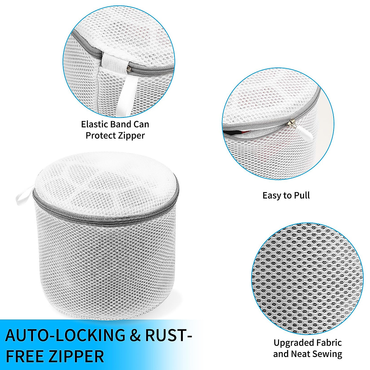 2 Pcs Premium Bra Lingerie Wash Bags, Durable Fine Mesh Laundry Bags Underwear Brassiere Washing Bags with Reinforced Zipper and Hanging Loop 6 x 7 Inches