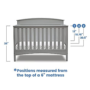Delta Children Archer Solid Panel 4-in-1 Convertible Baby Crib - Greenguard Gold Certified, Grey