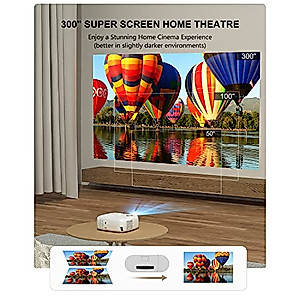 FunFlix Projector with WiFi and Bluetooth, 12000L/1080P Movie Projector Mini Portable Projector 300" Display, Support 4K, Built-in HiFi Speaker, Compatible HDMI/USB/PC/TV Box/iOS & Android Phone