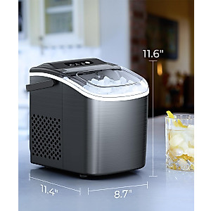 COWSAR Ice Maker Countertop, Stainless Steel Portable Ice Maker Machine with Self-Cleaning, 26.5lbs/24Hrs, 6 Mins/9 Pcs Bullet Ice, Perfectly for Home Use, Gift