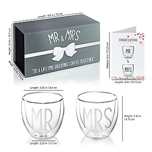 MM Creations - MR and MRS GIFT BOX: Clear & Heat insulated Coffee Mugs Set of 2, 9 Oz| in a Ready to Offer Stylish and shockproof Packaging