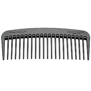 Chicago Comb Model 10 Carbon Fiber, Compact Wide-Tooth Comb, Made in USA, Anti-Static, 5 Inches (12.7 cm) Long