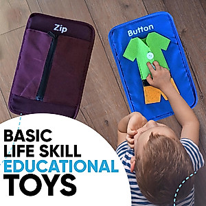 SENSORY4U Learning to Dress Busy Board Cards - Fine Motor Skills for Early Education Kids to Help Learn Basic Life Skills