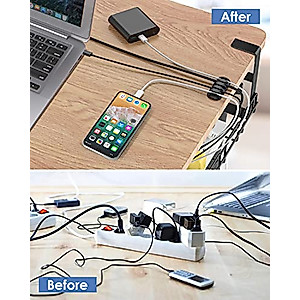 Under Desk Cable Management Tray, No Drill, 15.7'' Under Desk Cord Organizer with Clamp Cable Tray, Metal Under Desk Wire Management Wire Organizer Cord Management Tray for Desk, Classic Black
