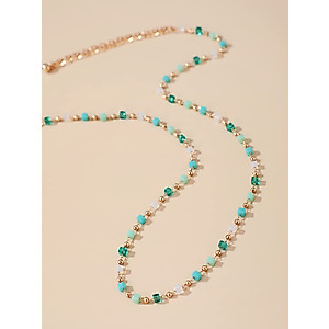 Jumwrit Bohemian Beaded Choker Necklaces Dainty Green Cubic Crystal Necklaces Boho Summer Beach Jewelry Prom Party Festival Necklaces Gift for Women