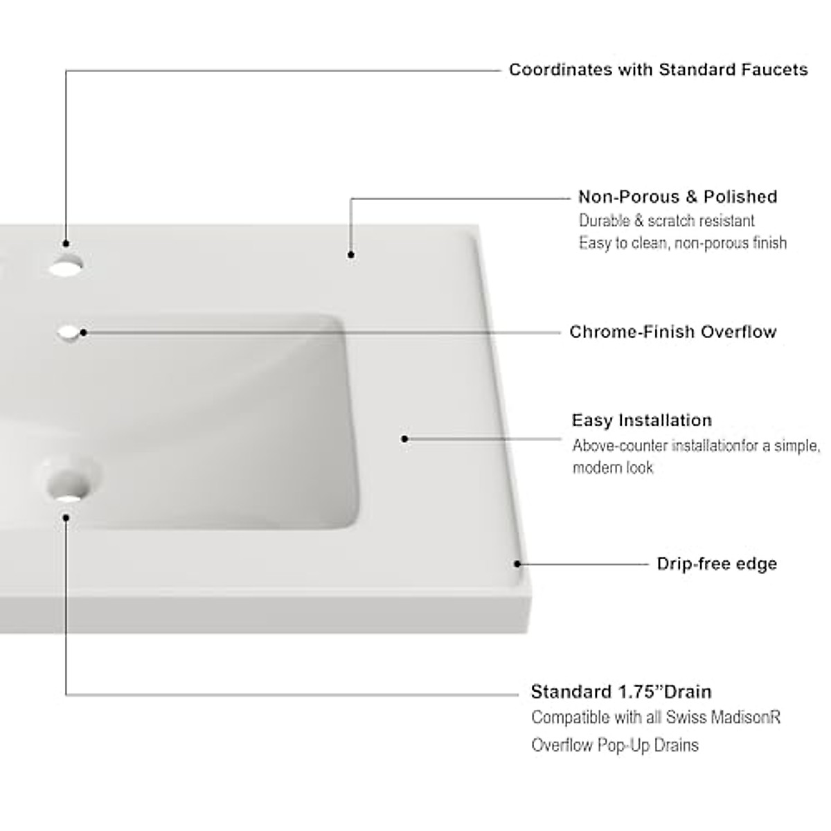 JPND 30" Bathroom Vanity with Sink Combo, Wall Mounted Vanity Base Cabinet with Single Hole Sink and Two Soft Close Drawers, Handle-Free Design, White (Faucet and Drain not Included)