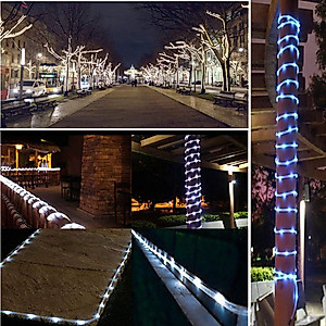 XUNATA Solar String Lights, 23FT Solar Rope Lights, 8 Modes 50 LED Outdoor Lighting Rope, Waterproof Copper Wire Rope String Light for Outdoor Indoor Home Garden Patio Parties(White)