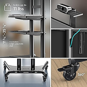 ONKRON Mobile TV Stand for 50" - 86" TVs up to 200 lbs - Adjustable TV Stand Portable - max VESA 800x500 - Tall TV Stand with Wheels/Mobile TV Cart Rolling TV Stand on Wheels Black