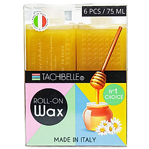 Tachibelle Depilatory Rollon Wax Sweet Honey 75 ml Original Large Refill Wax Professional Hair Removal Made in Italy 6 PACK (75 mL, 6)